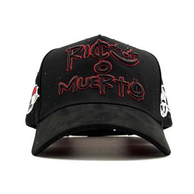 China US Mexico Street Style Rico Muerto Rhinestone Baseball Hat Customized for sale