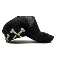 China Streetwear Baseball Cap Vintage Gothic Belico Big B Logo Skull Cross Bone 3D Embroidery Dad Allover Skull Pattern for sale