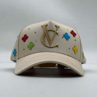 China Custom Embroidered Hats American Mexican Street Style Colorful Leather Rhinestone VC 3D Detail for sale
