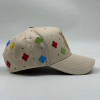 China Custom Embroidered Hats American Mexican Street Style Colorful Leather Rhinestone VC 3D Detail for sale
