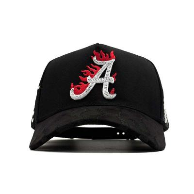 China Streetwear Dad Hats Patron Rhinestone Flame Letter A Skeleton Skull Multi embroidered Y2K Curved Brim Trucker for sale