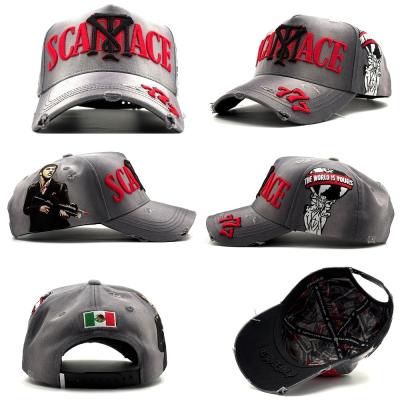 China Streetwear Baseball Hats Distressed Satin Lining for sale
