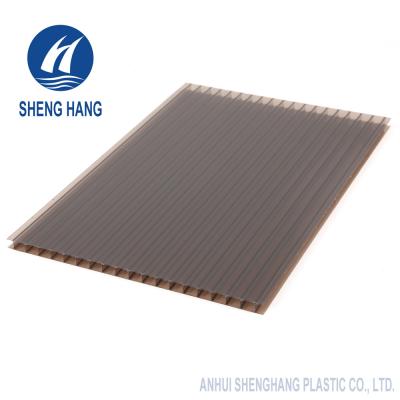 China UL94 V0 6mm 10mm Bronze Twinwall Polycarbonate Sheet Colored High Impact Strength for sale