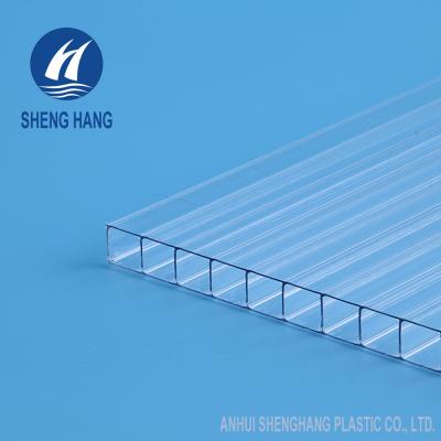 China Twin Wall Polycarbonate Hollow Sheet 10mm 2100mm Width Anti Scratch UV Coated Roofing Panel for sale