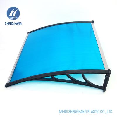 China Blue Polycarbonate Window Awning Outdoor Patio Sun Shelter 1200mm Width 1000mm Depth for sale
