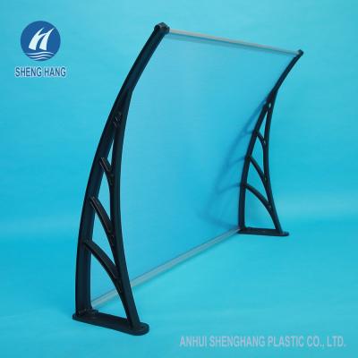 China 1200x800mm Clear Polycarbonate Door Awning Kit D1208 5mm Twin Wall PC Rain Shelter for sale