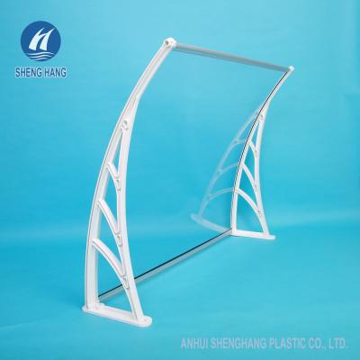 China Polycarbonate Window Awning 1200mm x 1000mm Solid PC Canopy with Plastic Brackets White for sale