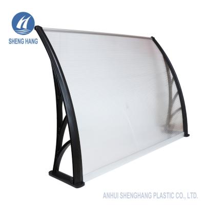 China Modern Black Solid Curved Polycarbonate Door Canopy Aluminum Alloy for sale