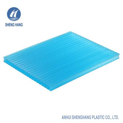China 16mm Four Wall Polycarbonate Hollow Sheet 50um Anti UV Thermal Insulation Roofing for sale