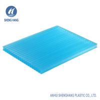 China 16mm Four Wall Polycarbonate Hollow Sheet Clear Green Anti Impact Thermal Insulation for sale
