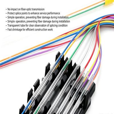 China Micro Fiber Splice Sleeves Transparent Fusion Splice Heat Shrink Tubes 0.5*20mm 0.5*25mm 0.5*30mm for sale