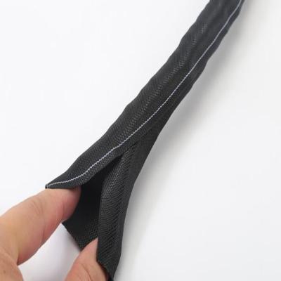 China Lightweight Self Wrapping Braided Sleeving Flame Retardant PET Braided Sleeve Halogen Free for sale