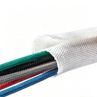 China Lightweight Self Wrapping Braided Sleeving Flame Retardant PET Braided Sleeve Halogen Free for sale