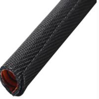 China Dual Layer Expandable Braided Sleeving Wear Resistant Self Closing Wire Wrap Orange Black for sale