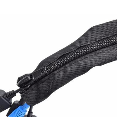 China Wear Resistant Zip Up Cable Sleeve Black Textile Cable Sleeve Customized for sale