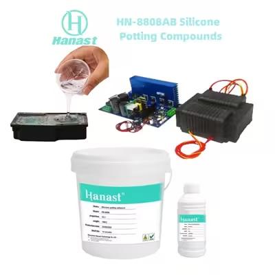 China Transparent Flexible Silicone Potting Compound HN-8808 ODM High Temperature Resistant for Outdoor Electronics Protection for sale