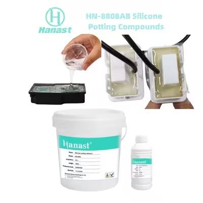 China Transparent 2 Part RTV Silicone Potting Compound HN-8808AB 10:1 Ratio Encapsulation for LED Waterproof Insulation for sale