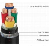 China 0.6/1KV 5x4mm2 Copper CONDUCTOR SWA steel wire PVC insulated power cable with PE jacket for sale