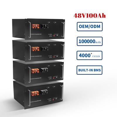 China 48V 100Ah Rack Mount Lithium Battery for Hybrid Solar Systems - 4000 Cycles, 2400W Max Power for sale