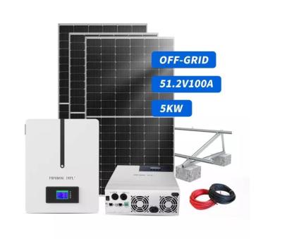 China 5kW Complete Solar Power System with 48V LiFePO4 Battery - 450W-600W Panels & 5kWh-30kWh Storage Capacity for sale