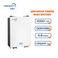 China 48V 100AH LiFePO4 Solar Power Wall Battery Pack with 5000 Cycle Life and LCD Display for sale