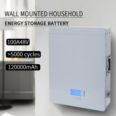 China 48V 120AH Wall Mount LiFePO4 Battery for Home Solar Energy Storage - 5000+ Cycle Life for sale