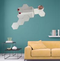 China 24pcs DIY 3D Laser-Cut Plastic Hexagon Wall Sticker Mirror Modern Design Wedding Living Room Decoration Shatterproof for sale