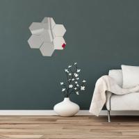 China 12Pcs Self Adhesive PMMA Acrylic Hexagon Mirror Wall Decals Shatterproof 3D DIY Multi Combination Mirror Stickers For Apartment Salon Interior Decor Custom Color Wholesale for sale