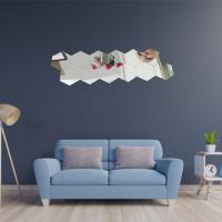 China 24pcs DIY 3D Laser-Cut Plastic Hexagon Wall Sticker Mirror Modern Design Wedding Living Room Decoration Shatterproof for sale
