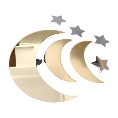 China Custom Shape PMMA Acrylic Wall Art Mirror Moon Phase Round Curved Decor Mirror Shatterproof Laser Cut Home Salon Wedding Wholesale Custom Size for sale