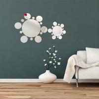 China 36Pcs PMMA Acrylic Circle Mirror Wall Stickers 15cm Silver Gold Removable Self Adhesive Laser Cut Shatterproof DIY Home Wall Decor Wholesale Custom Size for sale