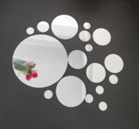 China 36Pcs PMMA Acrylic Circle Mirror Wall Stickers 15cm Silver Gold Removable Self Adhesive Laser Cut Shatterproof DIY Home Wall Decor Wholesale Custom Size for sale