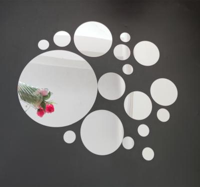 China 36Pcs PMMA Acrylic Circle Mirror Wall Stickers 15cm Silver Gold Removable Self Adhesive Laser Cut Shatterproof DIY Home Wall Decor Wholesale Custom Size for sale