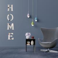 China 3D Modern Design DIY Removable Wall Decor Set of 4 Plastic MIRROR LETTERS Home Mirror Sticker for Living Room for sale