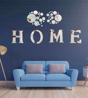 China 3D Modern Design DIY Removable Wall Decor Set of 4 Plastic MIRROR LETTERS Home Mirror Sticker for Living Room for sale