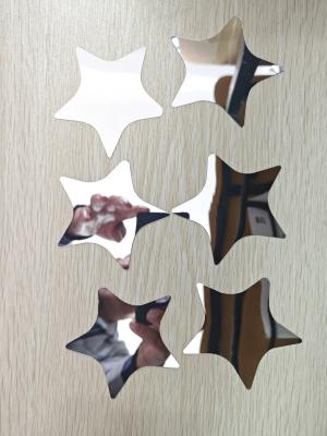 China TOPTREND Flexible Pentagram 0.5mm Thick 80mm Size Die-Cut Laser-Cut Adhesive Silver PC Acrylic Mirror Protective Film Cutting for sale