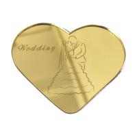 China Custom Laser Engraved Logo Acrylic Heart Mirror, Silver Gold Shatterproof Wedding Favor Souvenir Gift For Engagement Party Home Table Decor for sale