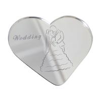 China Custom Laser Engraved Logo Acrylic Heart Mirror, Silver Gold Shatterproof Wedding Favor Souvenir Gift For Engagement Party Home Table Decor for sale