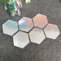 China 6Pcs/Set Hexagonal PMMA Acrylic Wall Mirror Stickers, Self-Adhesive Removable Shatterproof Silver Decor Mirror Tile For Living Room Bedroom Bathroom Custom Color for sale