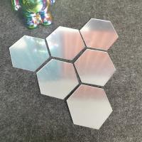 China 6Pcs/Set Hexagonal PMMA Acrylic Wall Mirror Stickers, Self-Adhesive Removable Shatterproof Silver Decor Mirror Tile For Living Room Bedroom Bathroom Custom Color for sale