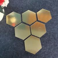 China 6Pcs/Set Hexagonal PMMA Acrylic Wall Mirror Stickers, Self-Adhesive Removable Shatterproof Silver Decor Mirror Tile For Living Room Bedroom Bathroom Custom Color for sale