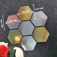 China 6Pcs/Set Hexagonal PMMA Acrylic Wall Mirror Stickers, Self-Adhesive Removable Shatterproof Silver Decor Mirror Tile For Living Room Bedroom Bathroom Custom Color for sale