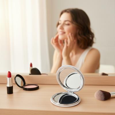 China Portable Double Sided Magnifying Makeup Mirror Folding For Travel Daily for sale