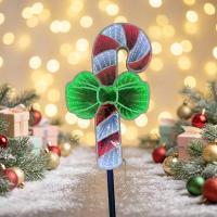 China 15 Inch Candy Cane 3D Infinity Mirror Remote Control Ground Stake Christmas Pathway Lawn for sale