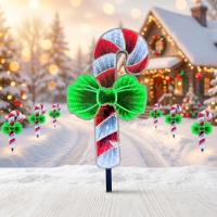 China 15 Inch Candy Cane 3D Infinity Mirror Remote Control Ground Stake Christmas Pathway Lawn for sale