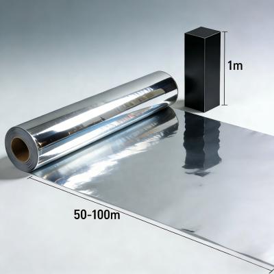 China Custom Cut Extruded PET Mirror Film Roll | 50cm×50m Silver Reflective Sheet for Toys & Party Decor for sale