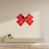 China 1.3mm Thick Red Acrylic Mirror Sheet Square Acrylic Mirror Tiles for DIY Crafts&Home Decor for sale
