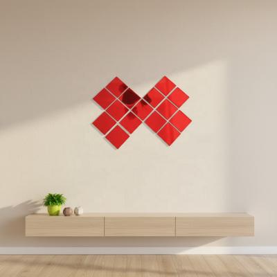 China 1.3mm Thick Red Acrylic Mirror Sheet Square Acrylic Mirror Tiles for DIY Crafts&Home Decor for sale
