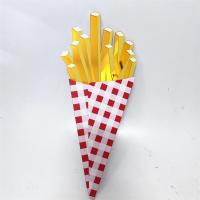 China Customize UV Printed Plastic French Fries Checkered Cone Pop Art Hanging Ornament for sale