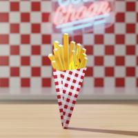 China Customize UV Printed Plastic French Fries Checkered Cone Pop Art Hanging Ornament for sale